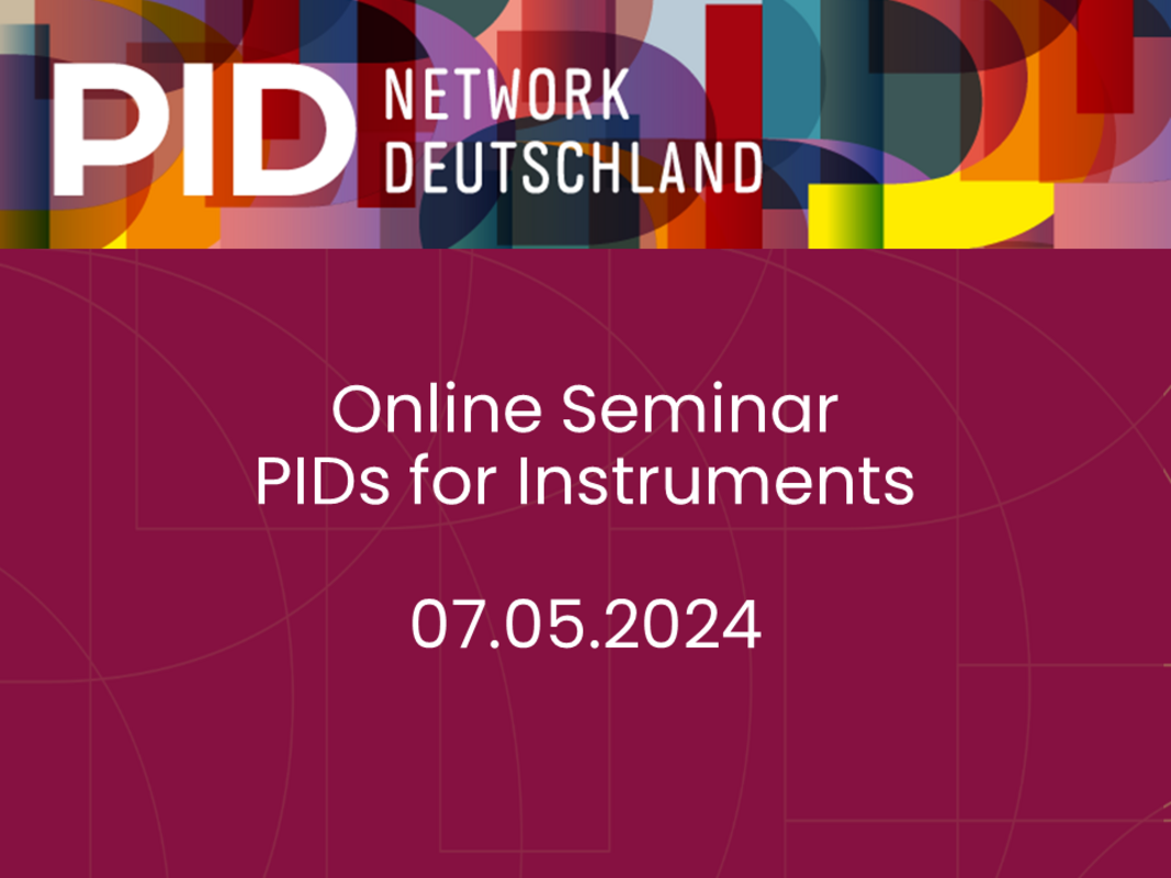 Online seminar on PIDs for instruments - PID Network